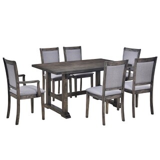 7-Piece Weathered Grey Dining Set - Bed Bath & Beyond - 39041828