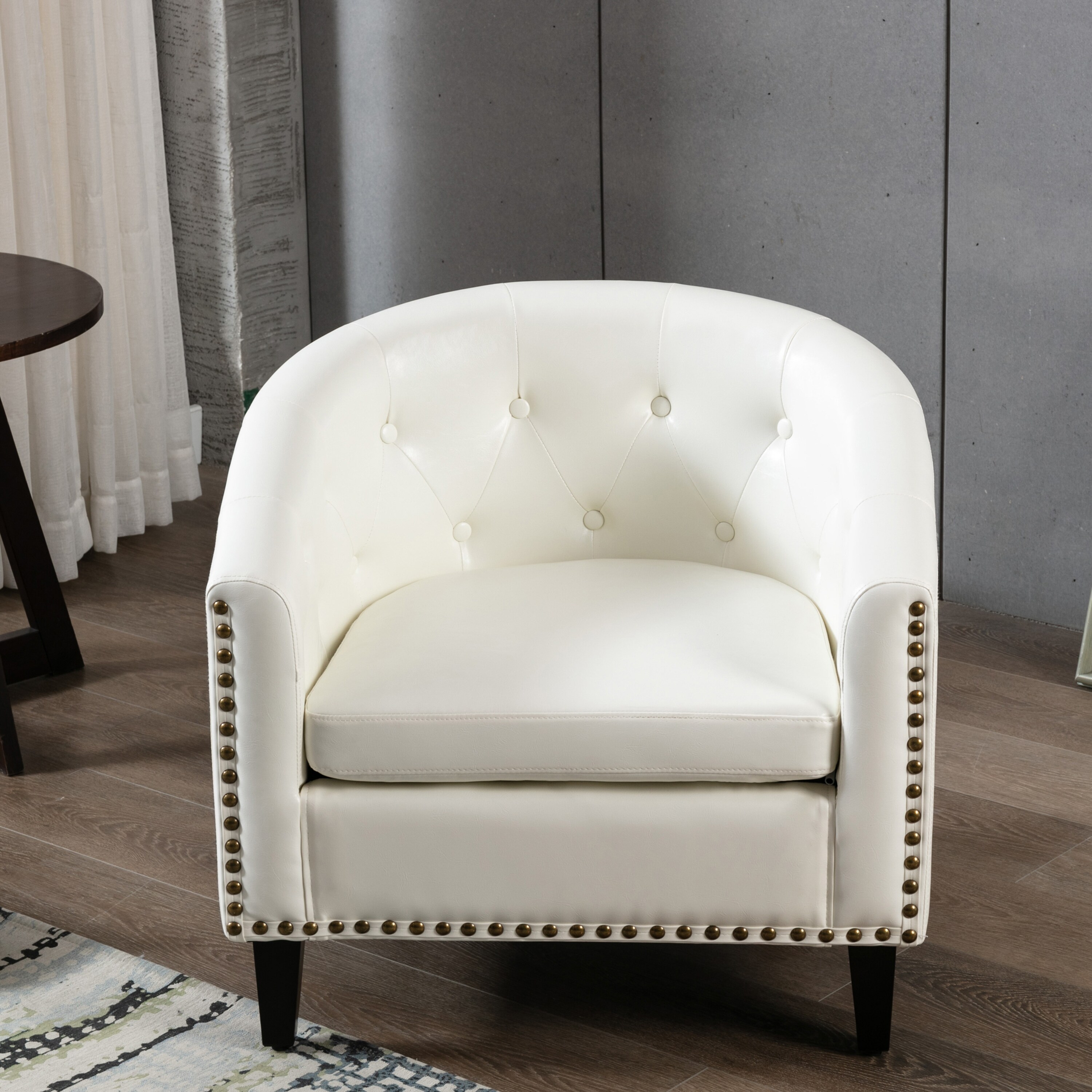 White leather tub chair store
