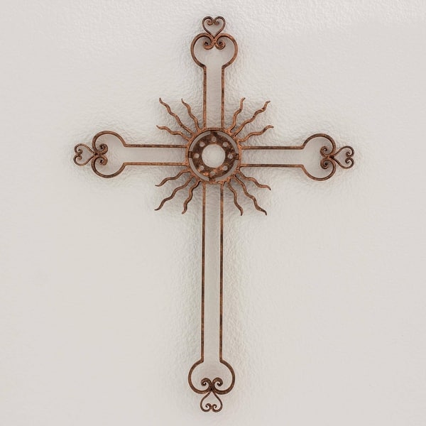 Handmade Light of the Path in Copper Iron wall cross (Guatemala) - 58 x ...