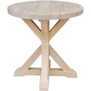 Round End Table, Solid Parawood, 26" W x 26" D x 26" H, Unfinished, DIY ...