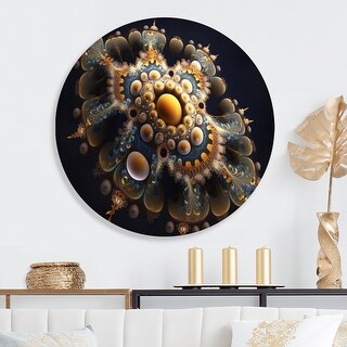 Designart 'Fractal Nucleus In White III' Modern Metal Round Wall Art ...