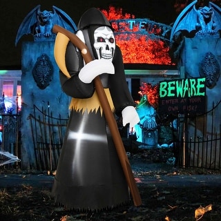 Costway 8 FT Halloween Inflatable Grim Reaper Ghost Blow-up Decoration ...