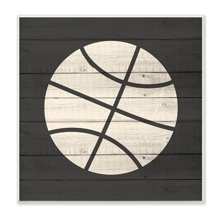Stupell Basketball Shape Rustic Sports Country Pattern Wood Wall Art ...