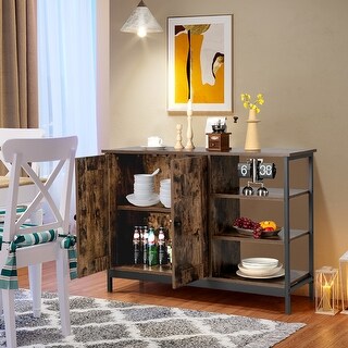 2Door Industrial Kitchen Storage Cabinet Buffet Sideboard Open Shelves ...