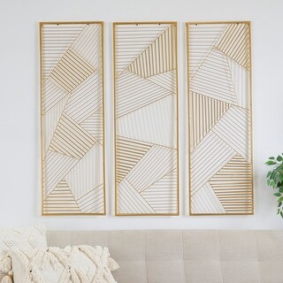 CosmoLiving by Cosmopolitan Gold Metal Geometric Wall Decor with Gold ...