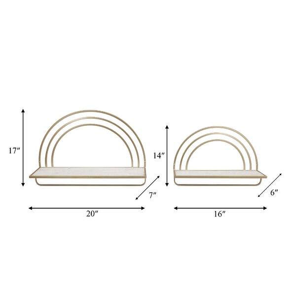Set of 2 Metal and Plywood Rainbow Shaped Shelves Floating Shelves ...