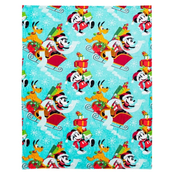 Disney Mickey Mouse Spreading Cheer Blue Silk Touch Throw - Bed Bath ...