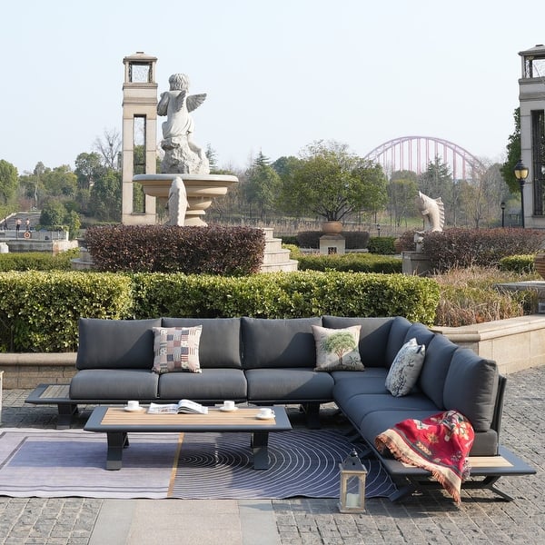 6-Piece Patio Aluminum Exposed Tube Sofa Set - Bed Bath & Beyond - 37744591