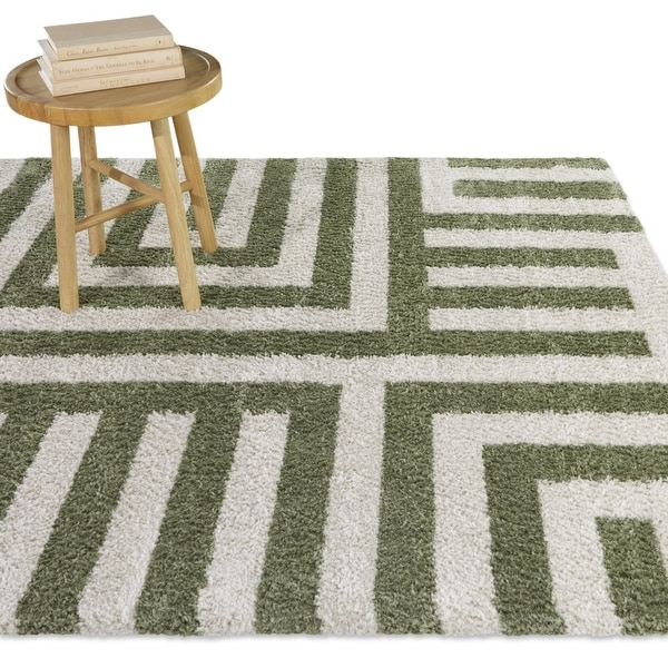 COSMOLiving Mid Century Modern Marble Cream Beige Large Fluffy Area Rug ...