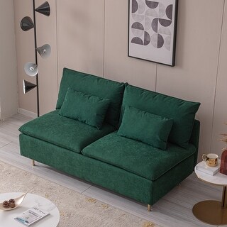 Modern Style Armless Durable Construction Fabric Loveseat Sofa Couch ...