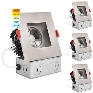 Luxrite 4 Inch Square LED Recessed Light, 15W, 5 Color Option, 1100 ...