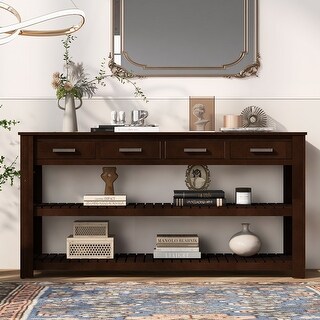 Brown Entryway Table Console Table Long Sofa Table with Storage - Bed ...
