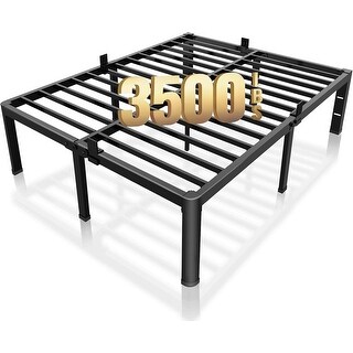 18 Inch Queen Bed Frame with Rounded Corners, Heavy Duty Steel Slats ...