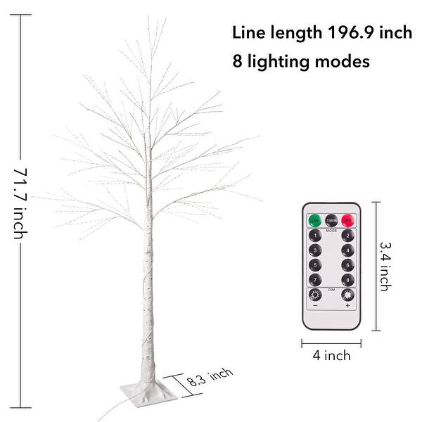 Lighted Twig Birch Tree with Fairy Lights 6ft Birch Tree 440LED Warm 8 ...
