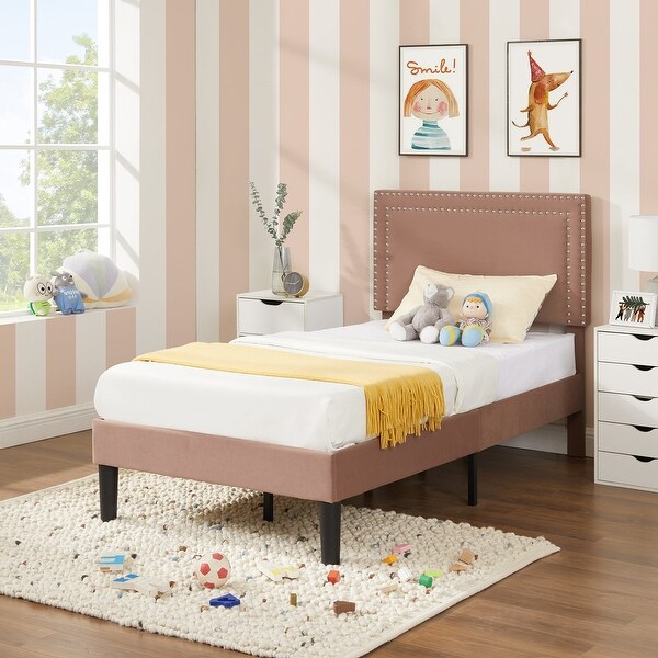 Upholstered twin bed frame store