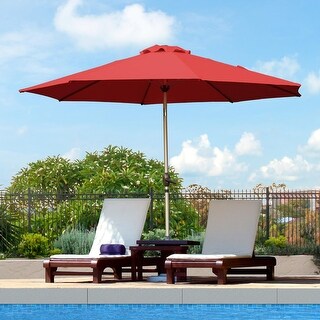 9 FT Patio Umbrella with Push Button Tilt and Crank, 8 Sturdy Ribs ...