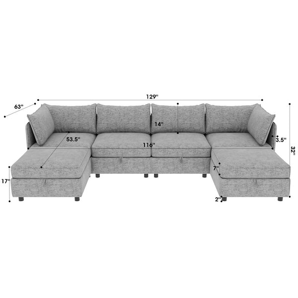 GDFStudio - Felix Spacious Modular Sectional Sofa with Sleeper Function ...