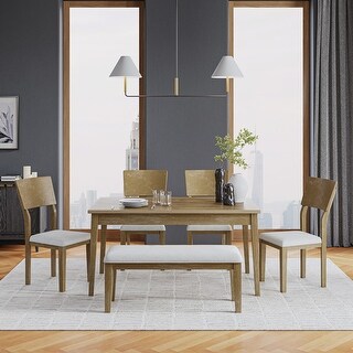 Sandra Farmhouse Style 6 Piece Dining Sets by HULALA HOME - Bed Bath & Beyond - 39631839