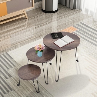 Wooden Nesting Coffee Table Set Of 3 End Side Tables - Bed Bath & Beyond - 36256257