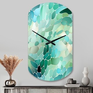 Seagrass Mosaic Emerald Coastal Pattern II - Abstract Wall Clock in ...