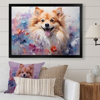 Designart "Pomeranian Poise " Animals Dog Framed Canvas Art Print - Bed ...