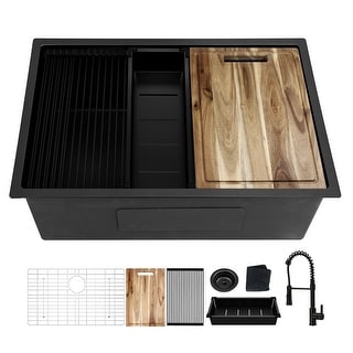 30 inch Undermount Workstation Sink with Pull Out Faucet,18 Gauge ...