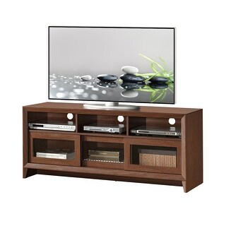 Modern 6 Compartments TV Stand with 3 Sliding Door Drawer and 3 Shelf ...