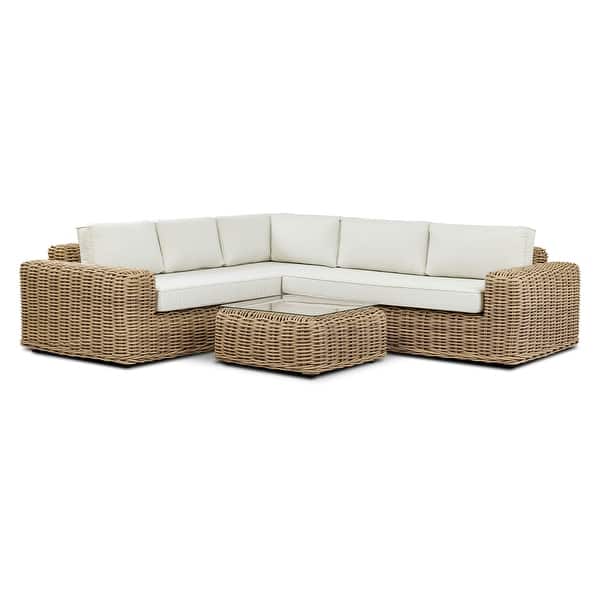 Poly & Bark Puglia Outdoor/Patio Corner Sectional Set with Coffee Table ...