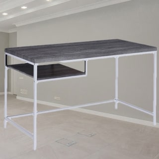 Contemporary Writing Desk with Weathered Gray Finish, Compact Design ...