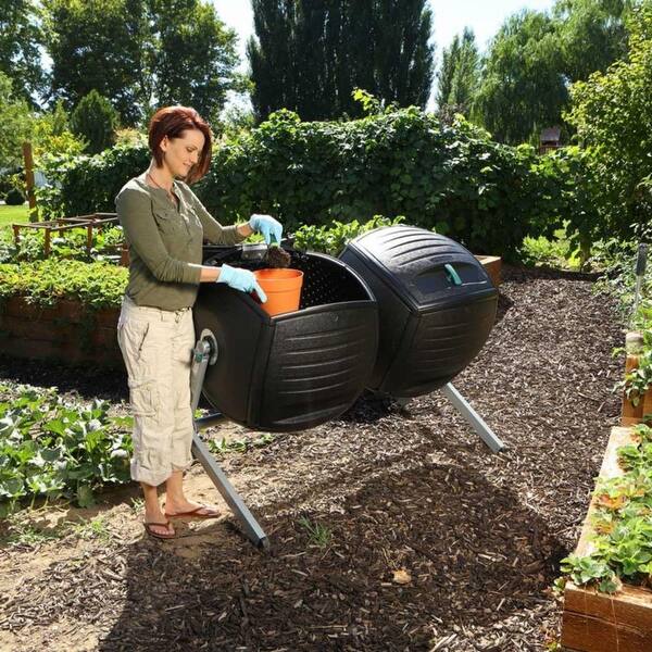 Set of Two 50-Gallon Compost Bin Tumbler Double Rotating Composter - 31 ...