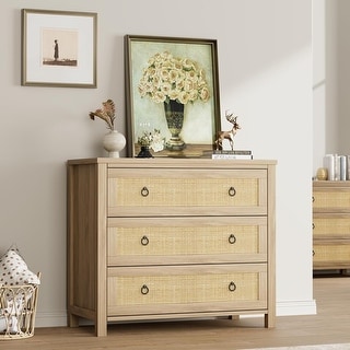 29 Inch High Dresser, Rattan 3 Dresser, Modern and Rustic Design ...