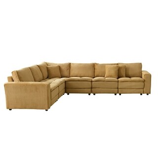 Yellow Oversized Sectional Sofa, L Shaped Corner Couch, Corduroy ...