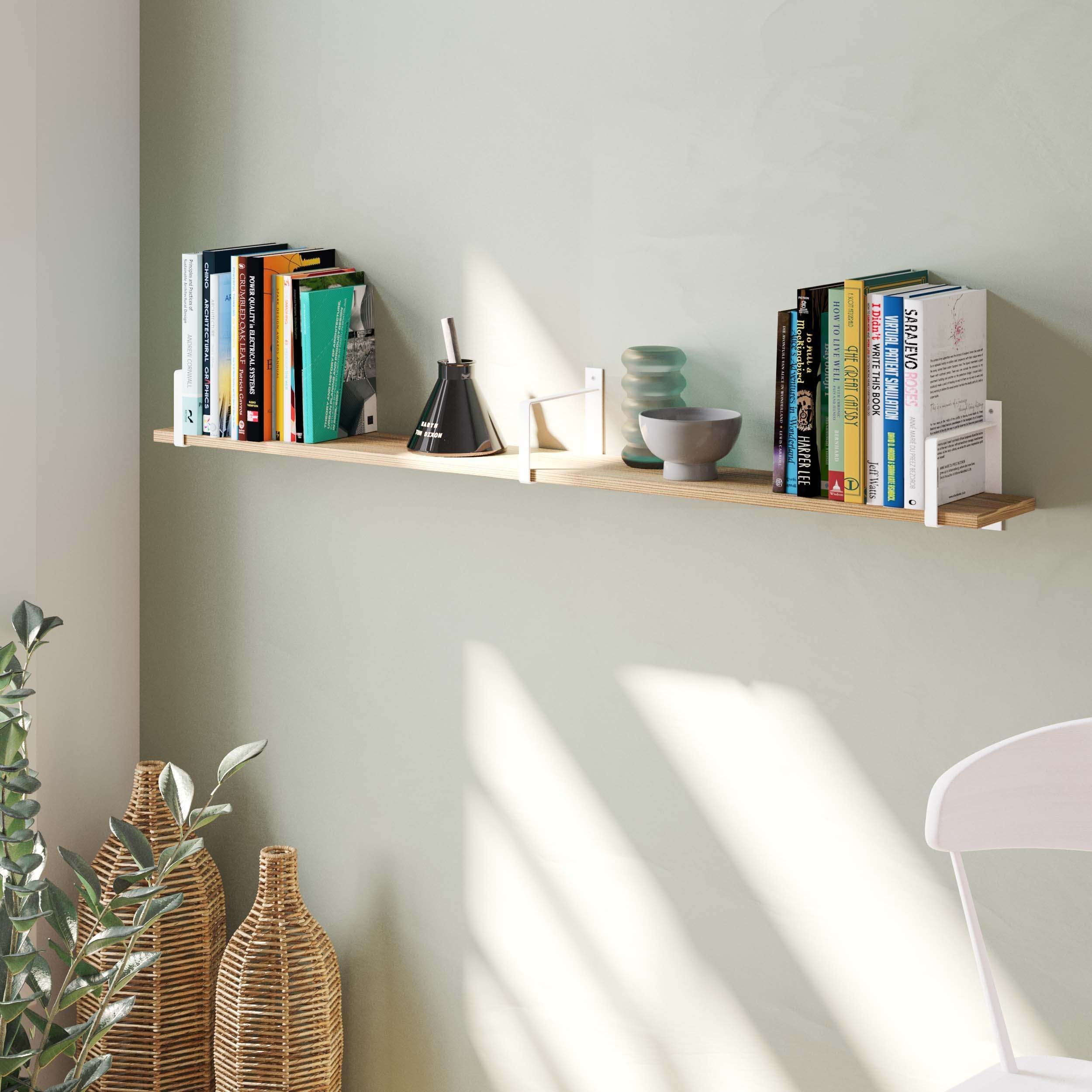 Wallniture Toledo 48 inch Wall Mount Shelf Book Shelves for Living Room Wood Shelving Unit Wall Shelves for Office Brown
