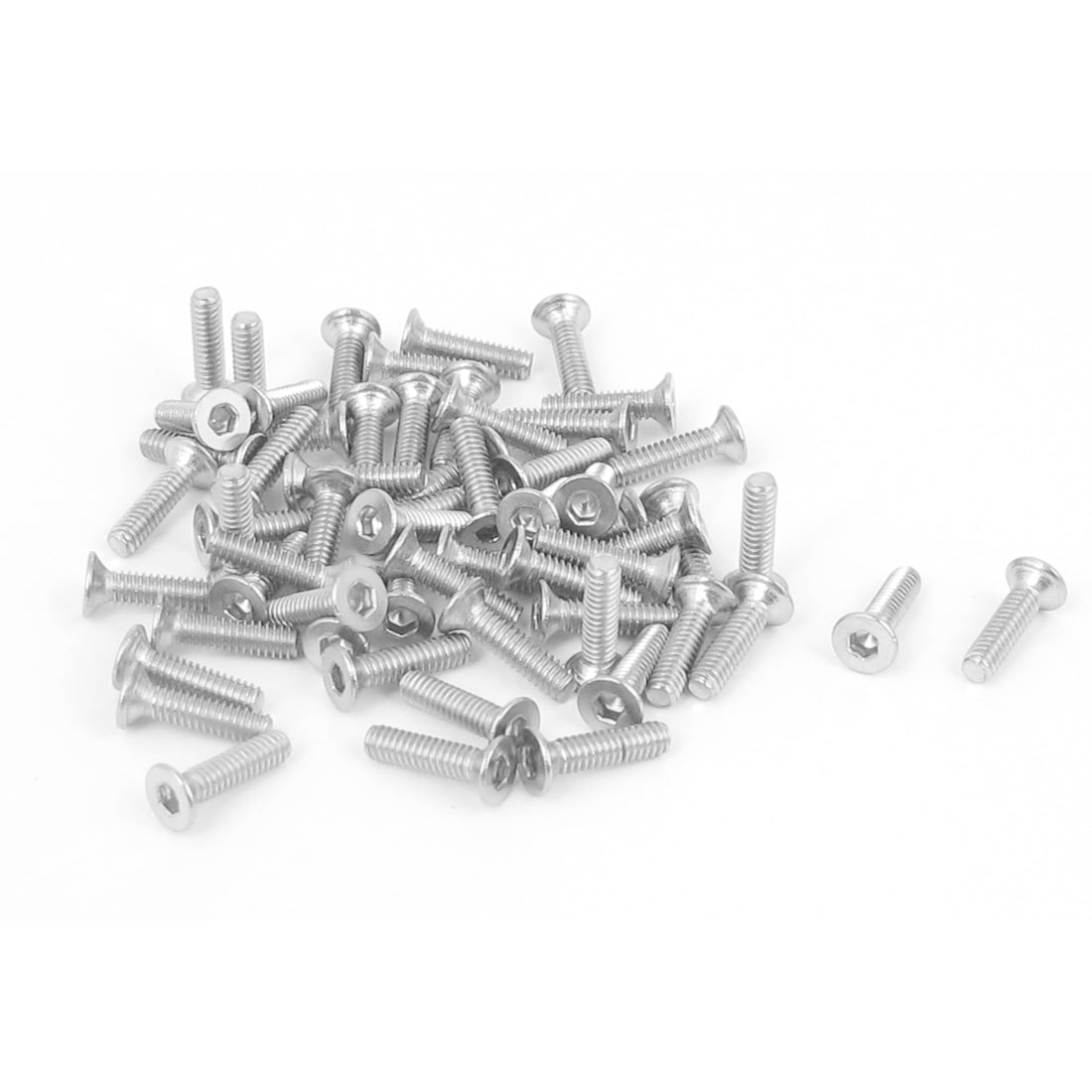 M4 x 12mm 304 Stainless Steel Hex Socket Countersunk Flat Head Screw Bolts 50PCS - Silver Tone ...