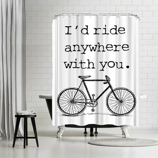 Americanflat 71" x 74" Shower Curtain, Bicycle Ride Anywhere Black by ...