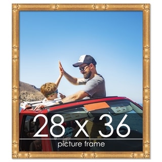 28x36 Frame Gold Bamboo Solid Wood Picture Frame with UV Acrylic, Foam ...