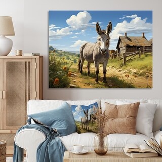 Designart "Donkey Day At Farm I" Animals Canvas Wall Art - Bed Bath ...