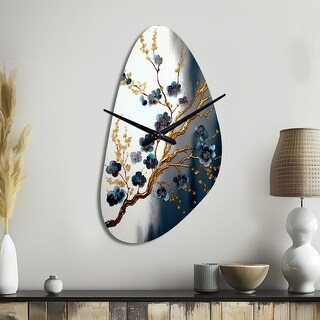 Blue Cherry Blossom Branch V - Tree Bonsai Large Wall Clocks - Modern ...