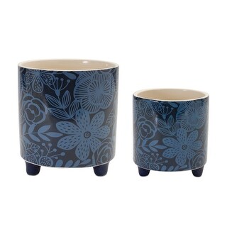 Footed Floral Pattern Planter (Set of 2) - Bed Bath & Beyond - 38297514