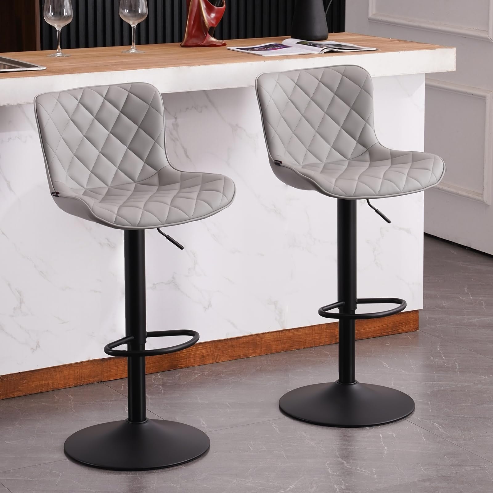Swivel Bar Stools, Faux Leather Counter Height Bar Stool - Bed Bath ...
