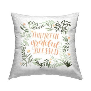 Stupell Thankful Grateful Blessed Calligraphy Botanical Phrase Printed ...