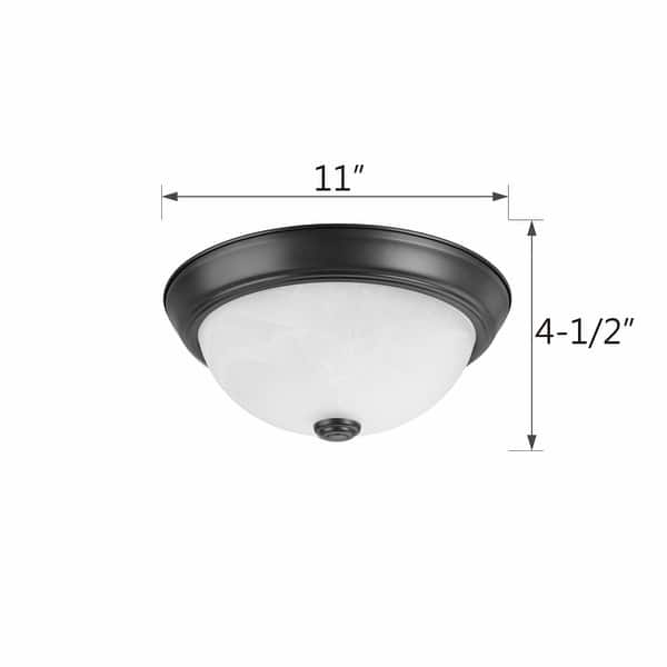 2Lt Flush Mount Ceiling Light Fixture, Dark Bronze Finish,White ...