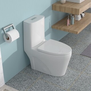 Ceramic One Piece Toilet, 12" Rough-In, 1.1/1.6 GPF Dual Flush, Soft ...