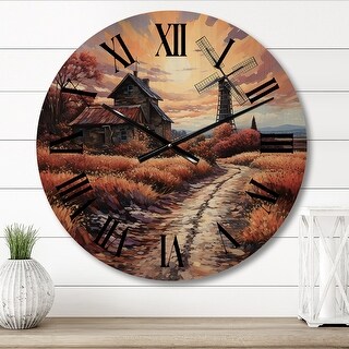 Designart "Barn Rural Reverie Pointillism" Countryside Oversized Wood ...