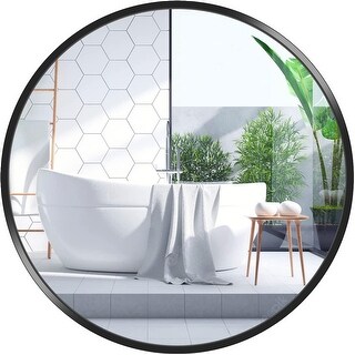 16 Inch Modern Round Wall Mount Mirror - Bed Bath & Beyond - 36859538