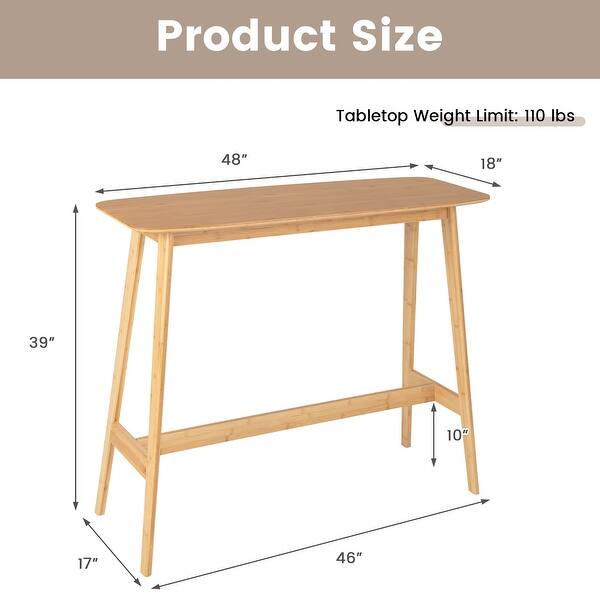 Bamboo Bar Table 48'' High Top Console Dining Pub Table Natural - Bed ...
