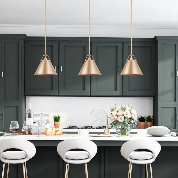 Modern Gold 1-Light Metal Pendant Lights for Dining Room Kitchen Island ...