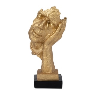 5"Lx4"Wx13"H Gold Resin Sleepy Head Sculpture, Decorative Figurine for ...