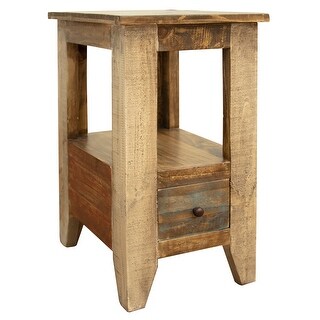 Fena 26 Inch Narrow End Table, Open Shelf, Multicolor Distress Pine ...