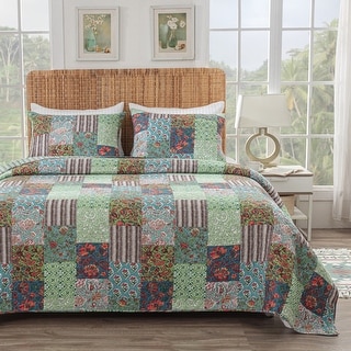Greenland Home Jasmin Jade - Vintage Boho - Cotton-Rich Quilt Set - Bed ...